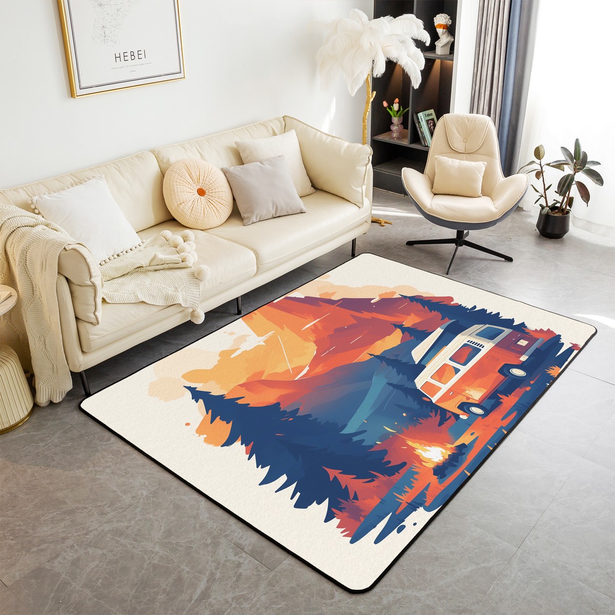 Erosebridal Camping Area Rug for Teens Adult,Camping Car Carpet 3x5 ...