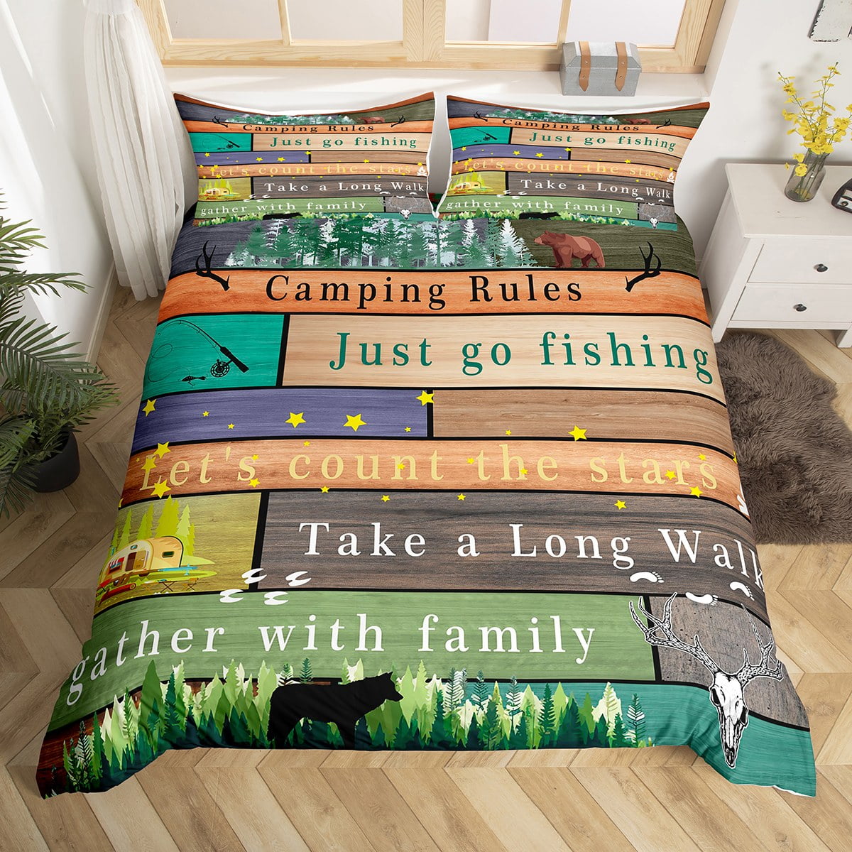 Camping Bedding Set for Tent Camping Rules Duvet Cover Rv King ...