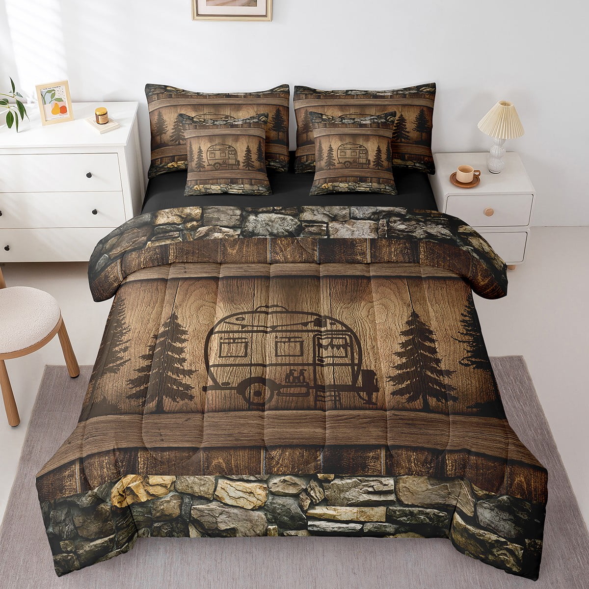 Camping Camper Bed in a Bag 7 Pieces RV Accessories Bedding Set ...
