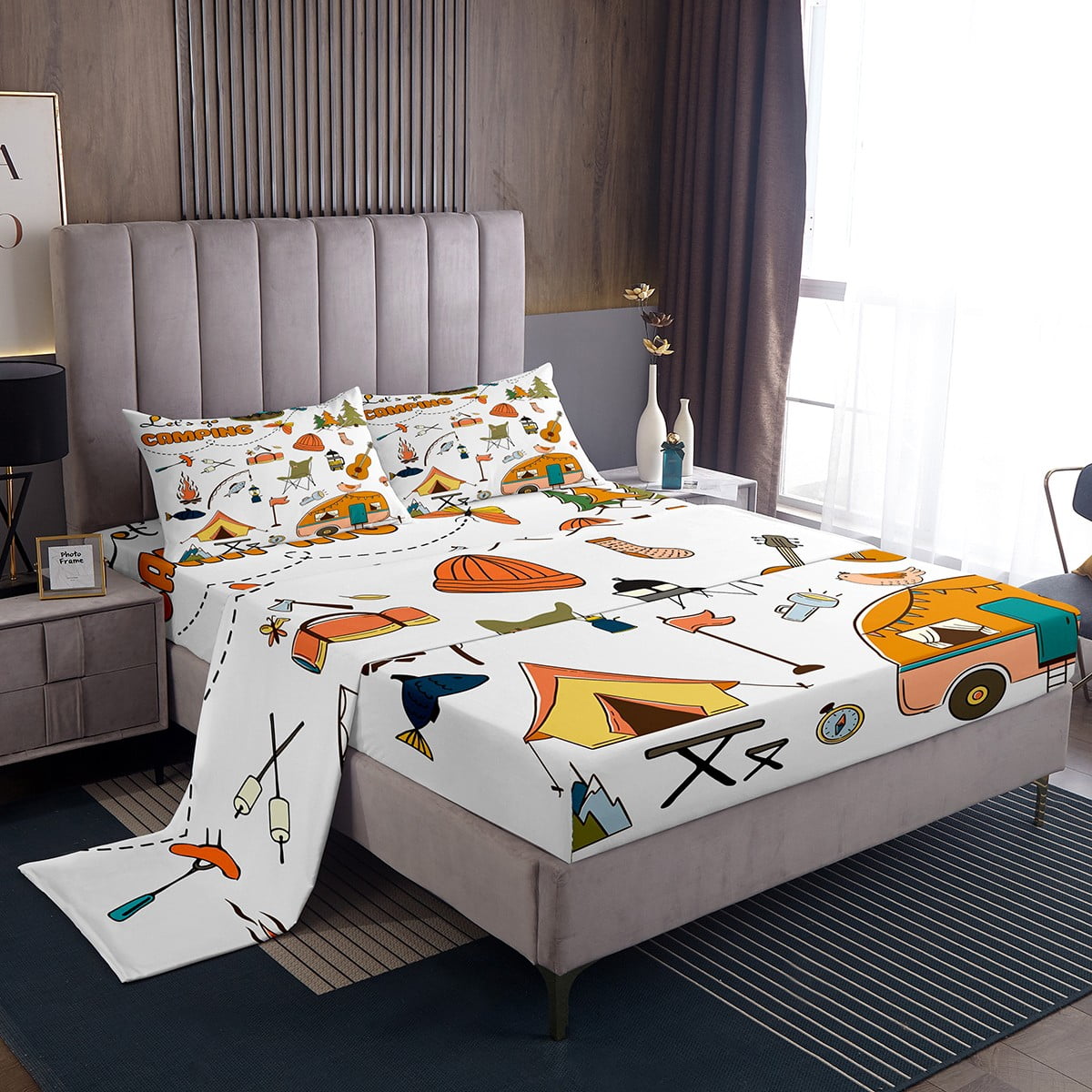 YST Camping Essentials Sheets Queen Size Happy Camping Sheet Set ...