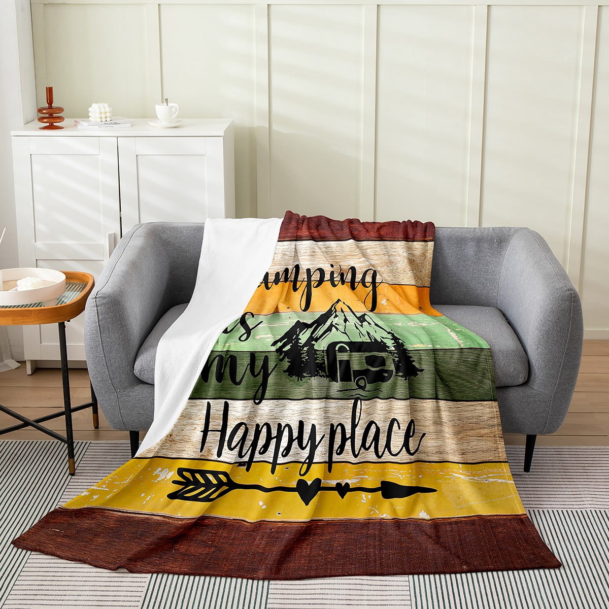 Camping Fleece Blanket,Camper Themed Throw Blanket Camper Decor,RV ...
