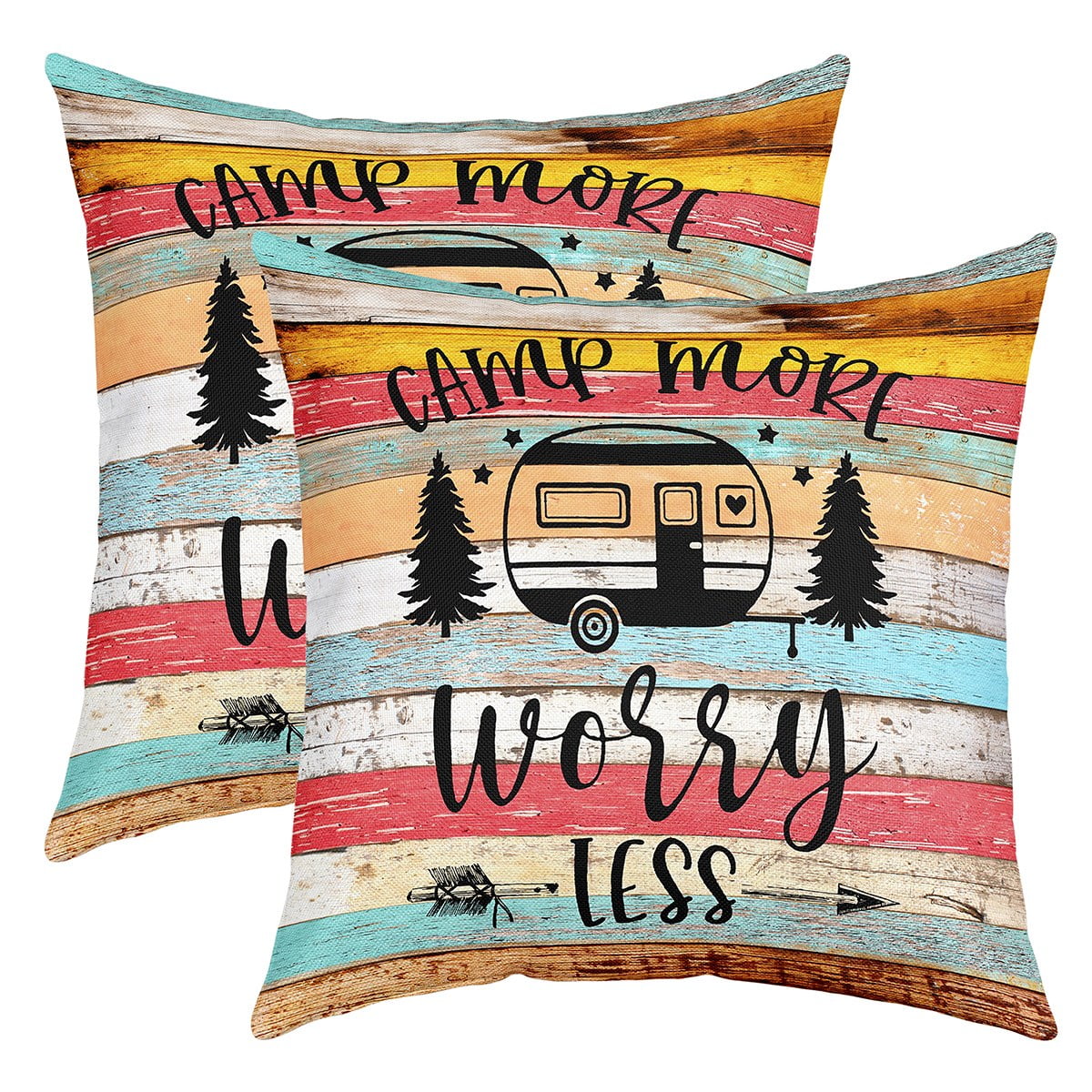 Camping Pillow Covers,Camper Themed Throw Pillow Covers Camper Decor,RV ...