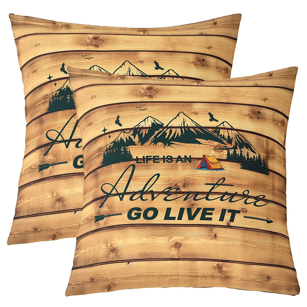 Camping Pillow Covers, Camper Throw Pillow Covers for Bedroom Living ...