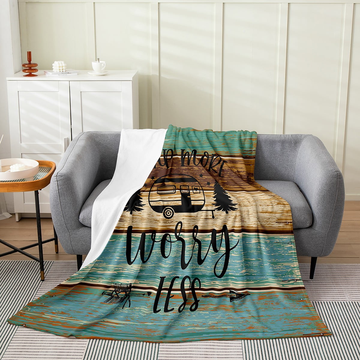 Camping Throw Blanket,Camper Themed Bed Blanket Camper Decor,RV Travel ...