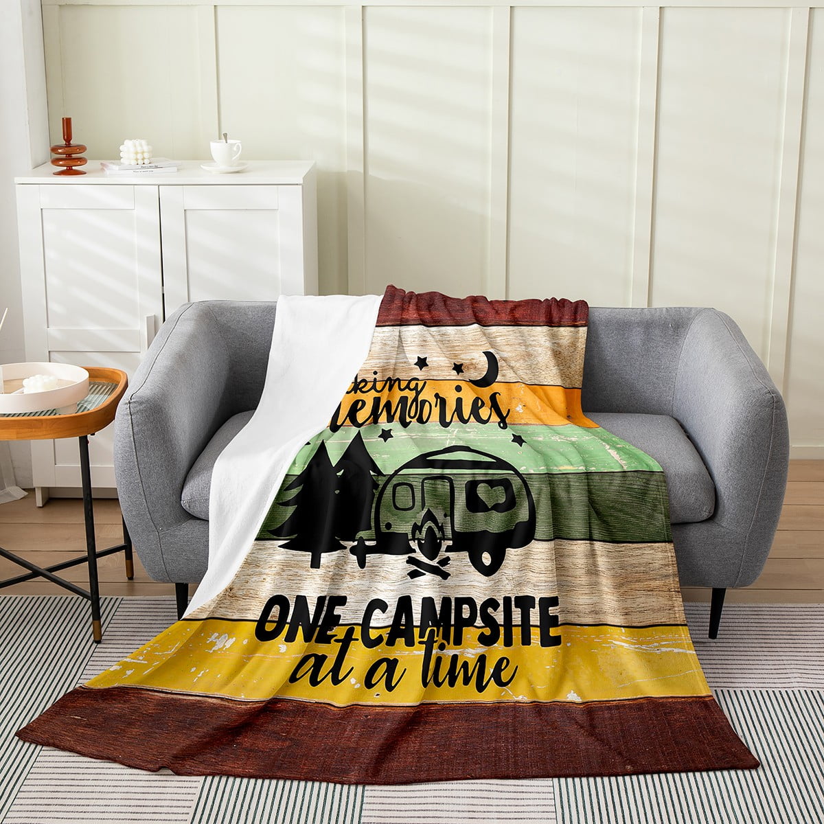 Camping Throw Blanket,Camper Themed Fleece Blanket Camper Decor,RV ...