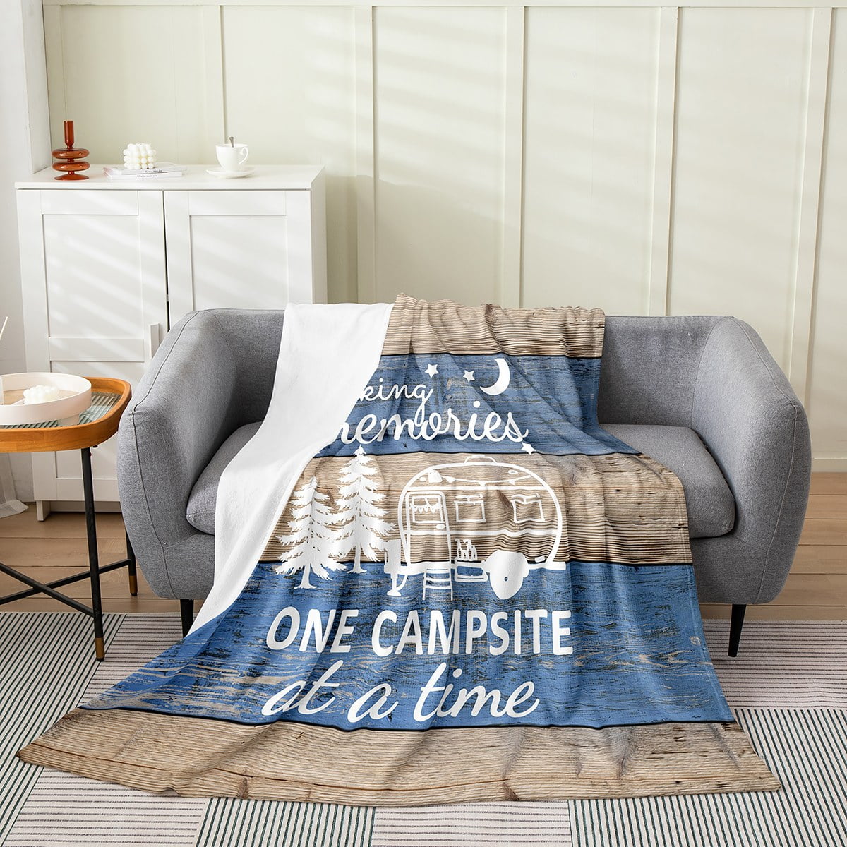 Camping Throw Blanket,Camper Themed Fleece Blanket Camper Decor,RV ...