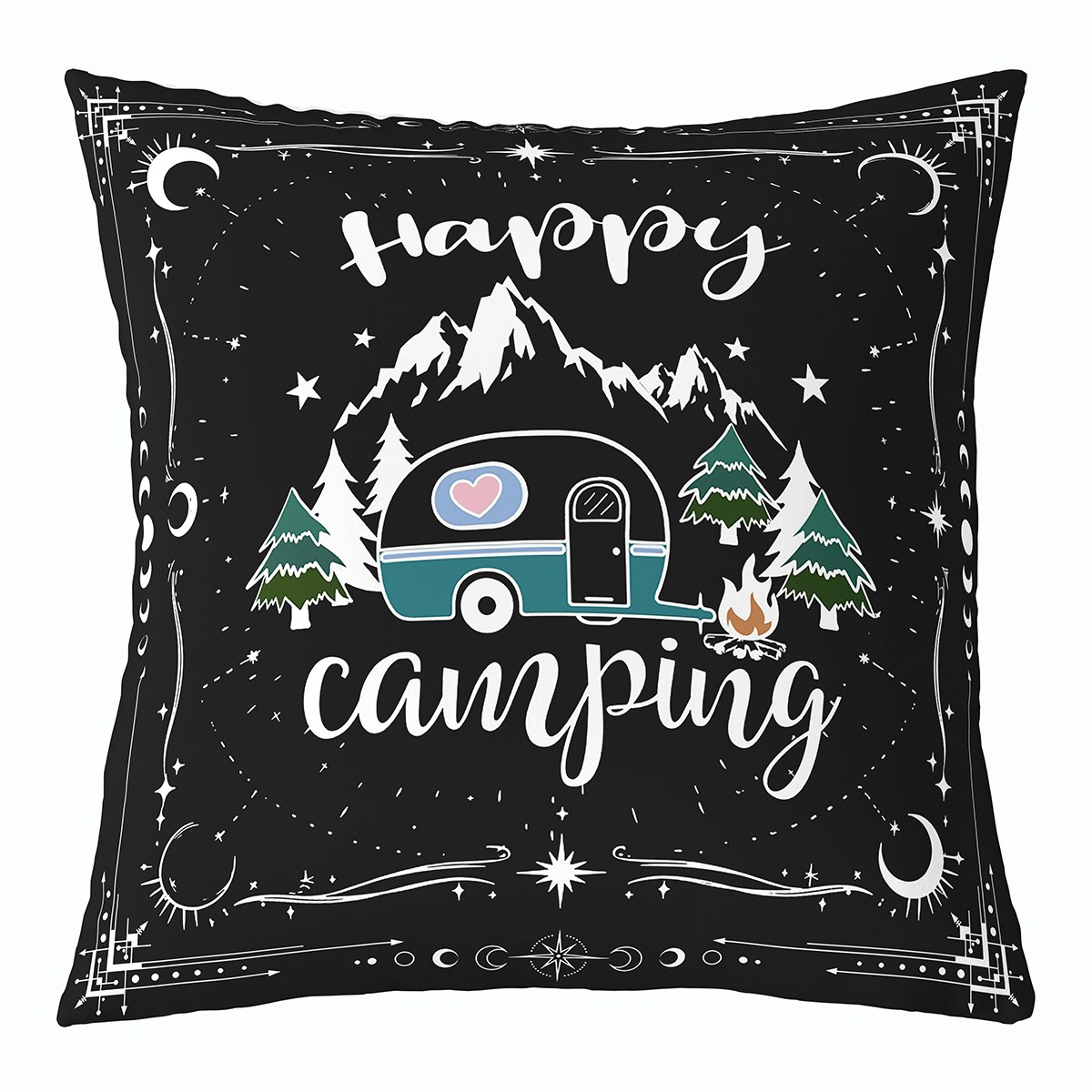 YST Camping Throw Pillow Cover 18x18 Inch,Woodland Mountain Pillow Cover for Kids Man Woman,Sun ...