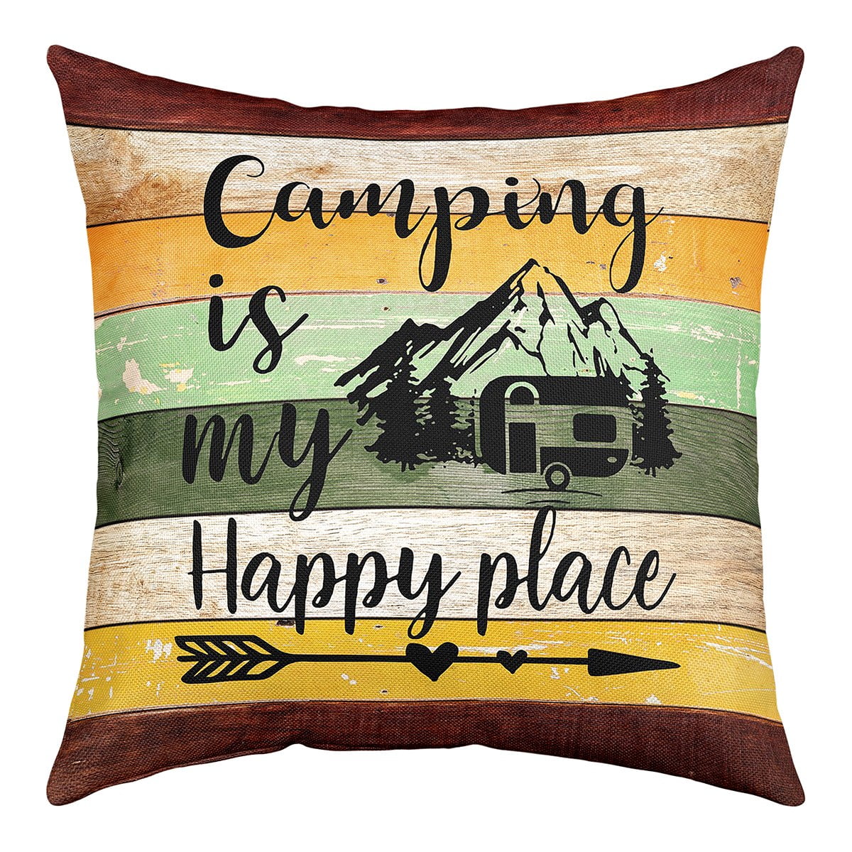 Camping Throw Pillow Cover,Camper Themed Accent Pillow Case Camper ...