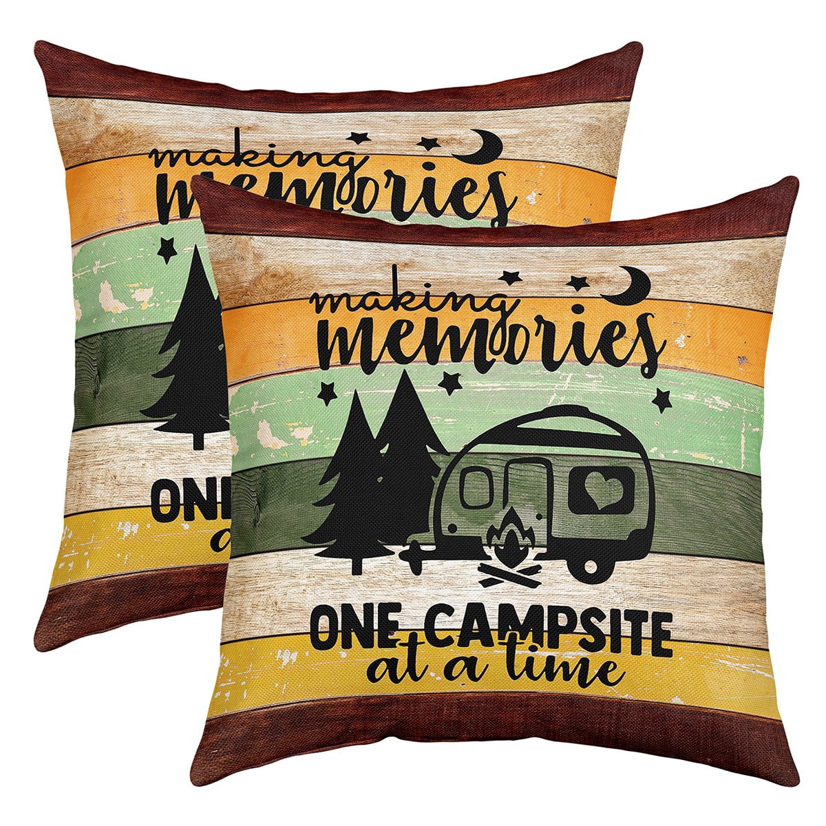 Camping Throw Pillow Covers,Camper Themed Pillow Covers Camper Decor,RV ...