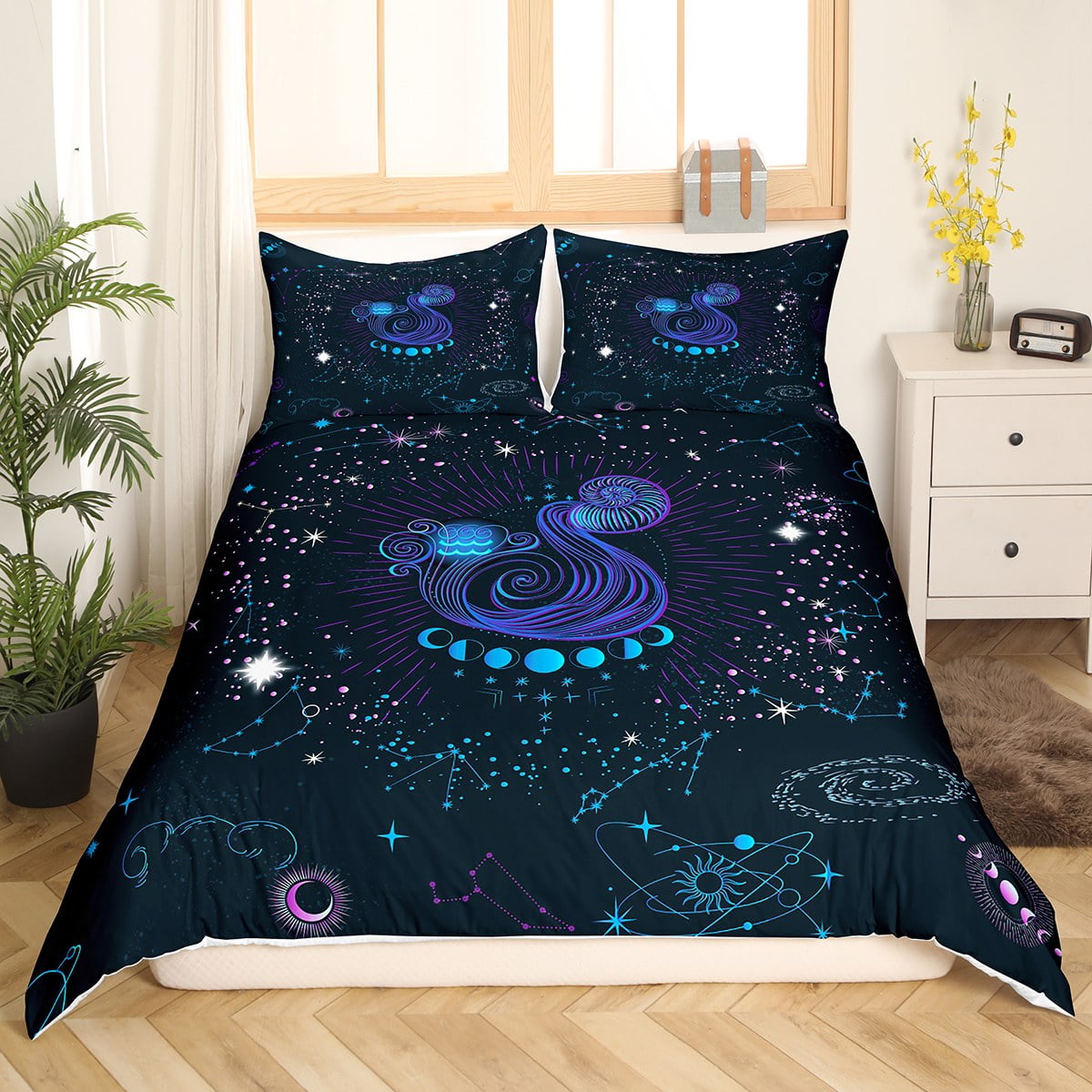 Erosebridal Capricornus Duvet Cover Twin Psychedelic Galaxy Bedding Set ...