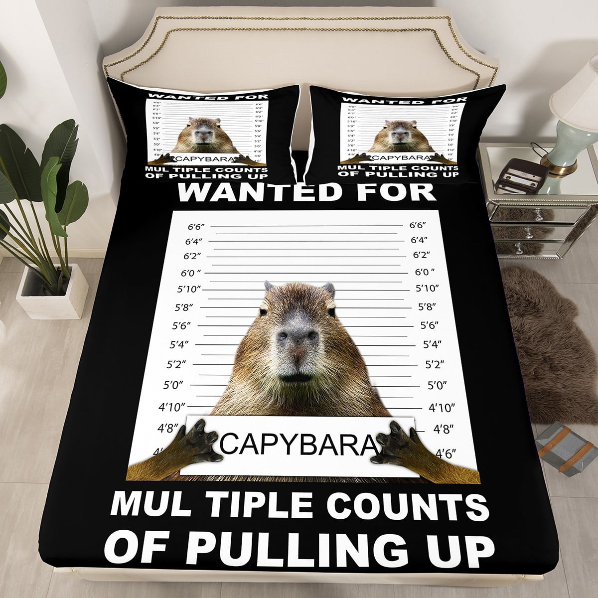 Capybara Bed Sheets Queen Wild Animal Capybara Fitted Sheet Funny ...