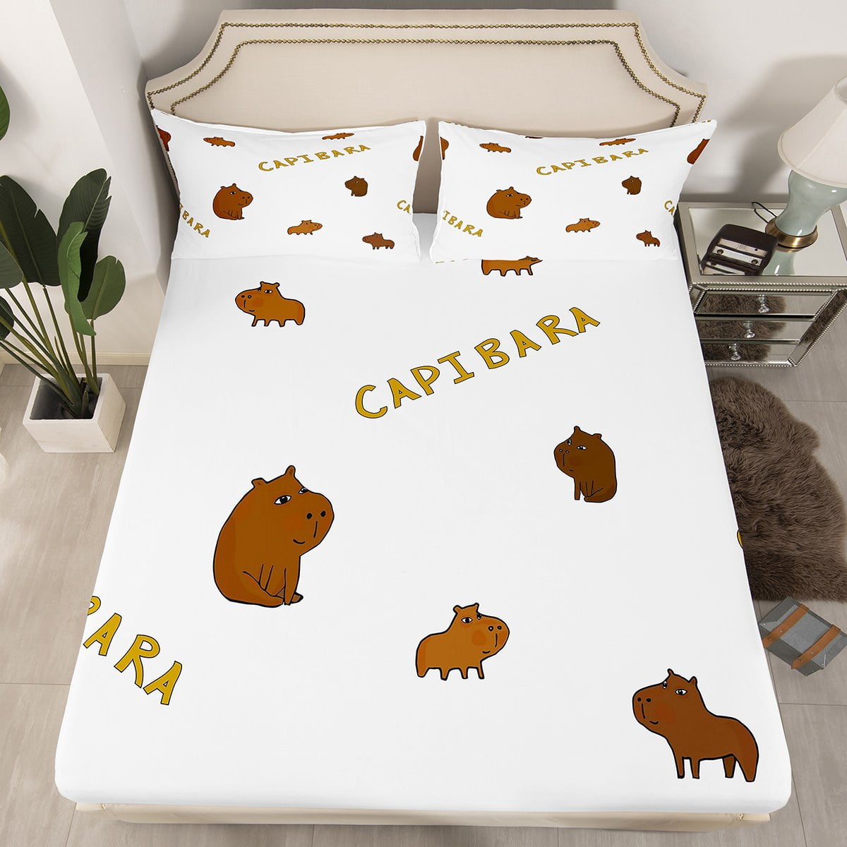 Erosebridal Capybara Bed Sheets Kawaii Animals Pattern Bedding Set ...