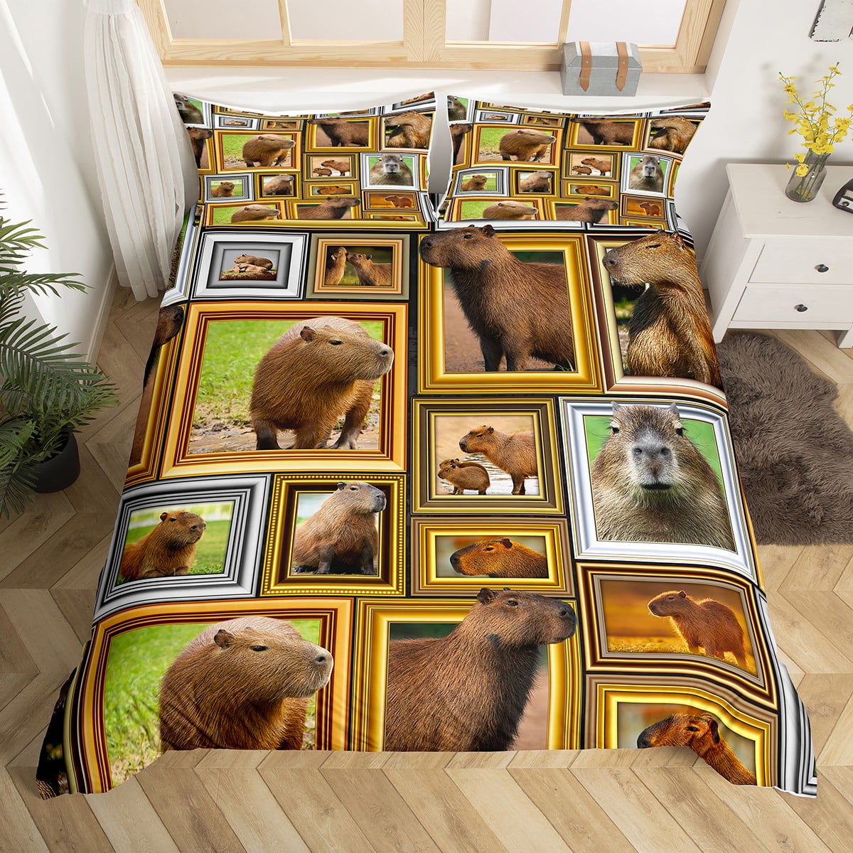 YST Capybara Bedding Set Rodent Animals Capybara Bedding Queen Size ...
