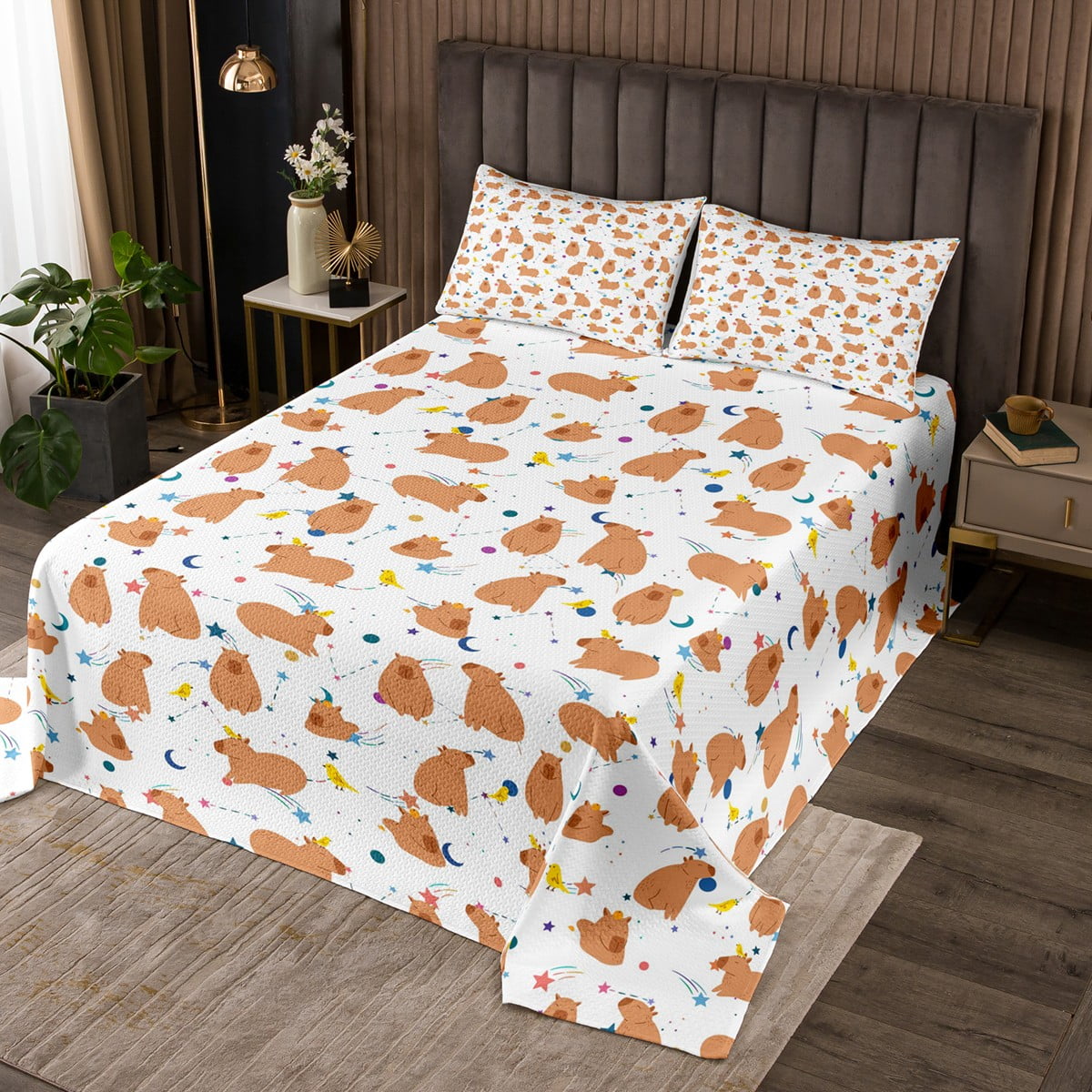 YST Capybara Bedspread Queen for Boys Girls Cute Capybaras Quilt Set ...