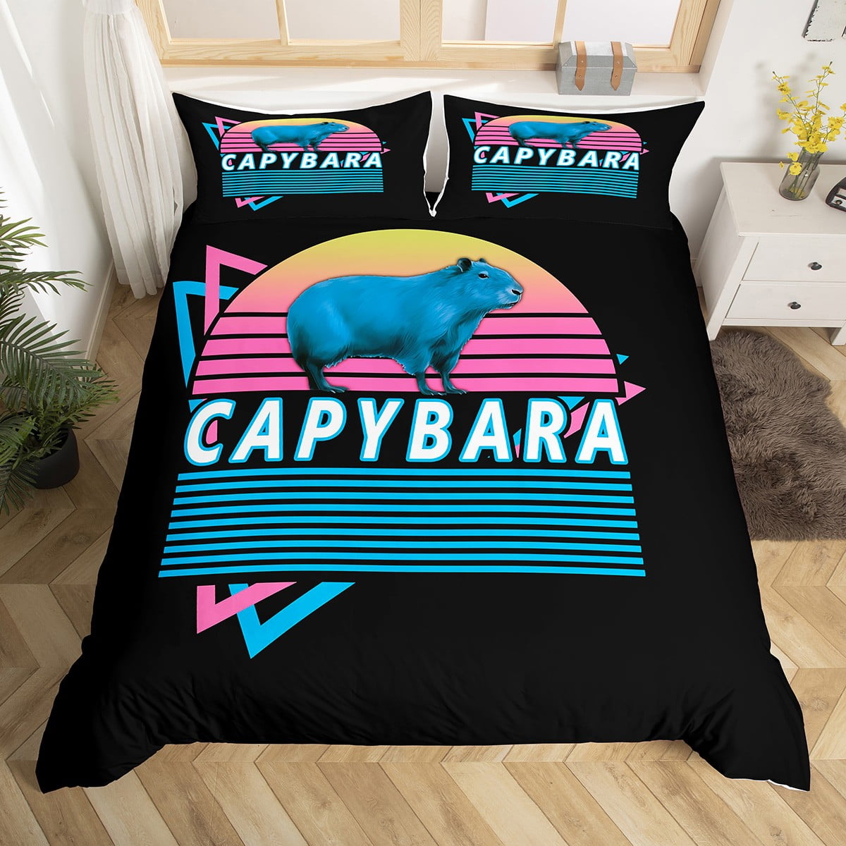 YST Capybara Comforter Cover Rainbow Animal Print Full Duvet Cover for ...