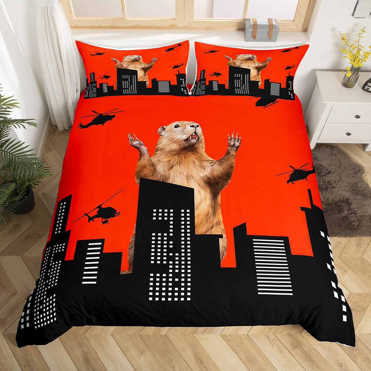 YST Capybara Gifts Bedding Set Funny Rodent Animal Comforter Cover 3Pcs ...