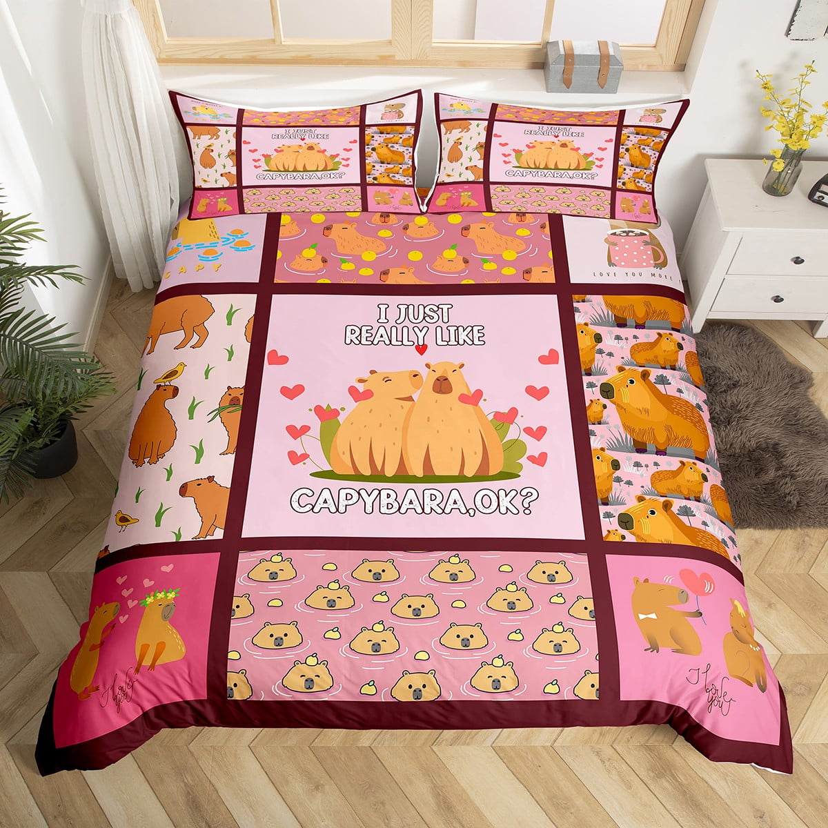 YST Capybara Lover Duvet Cover Full Size Cute Wildlife Capybaras ...