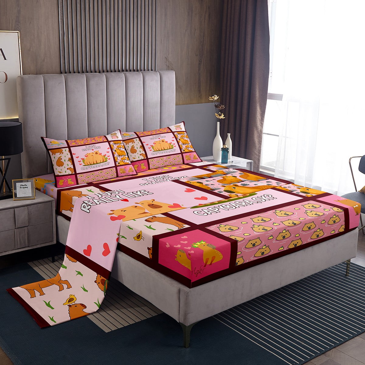 Capybara Lover Sheet Set Twin Size Cute Wildlife Capybaras Bed Sheets ...