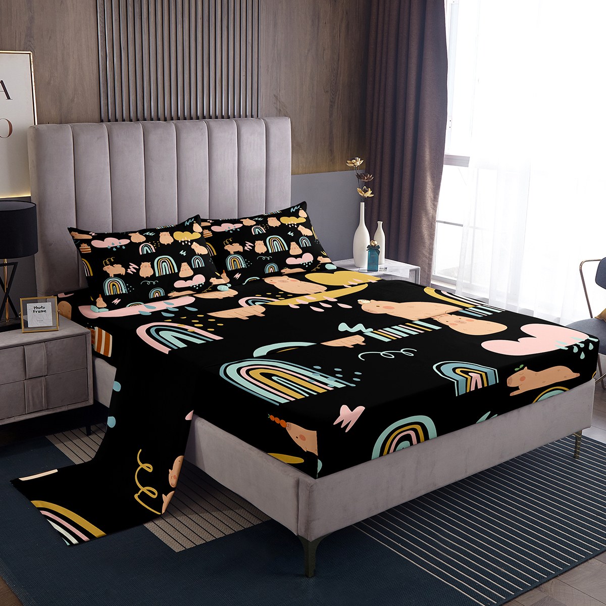 YST Capybara Lover Sheet Set Twin Size, Girly Rainbow Sheets For Kids ...