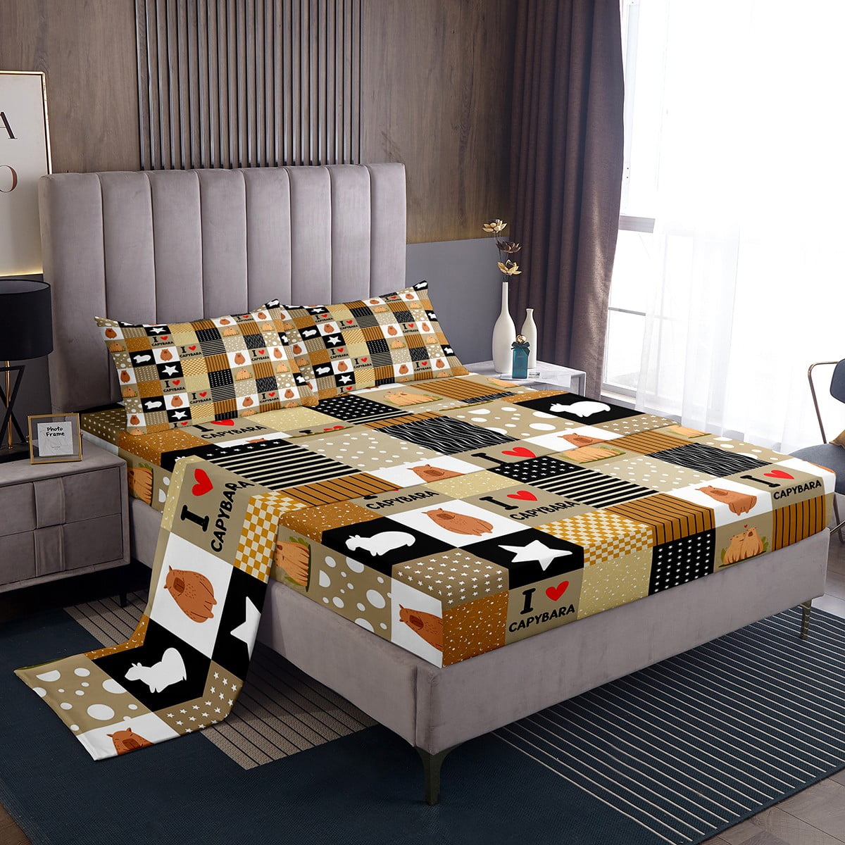 Erosebridal Capybara Queen Bed Sheets Set Gifts for Capybara Lovers ...