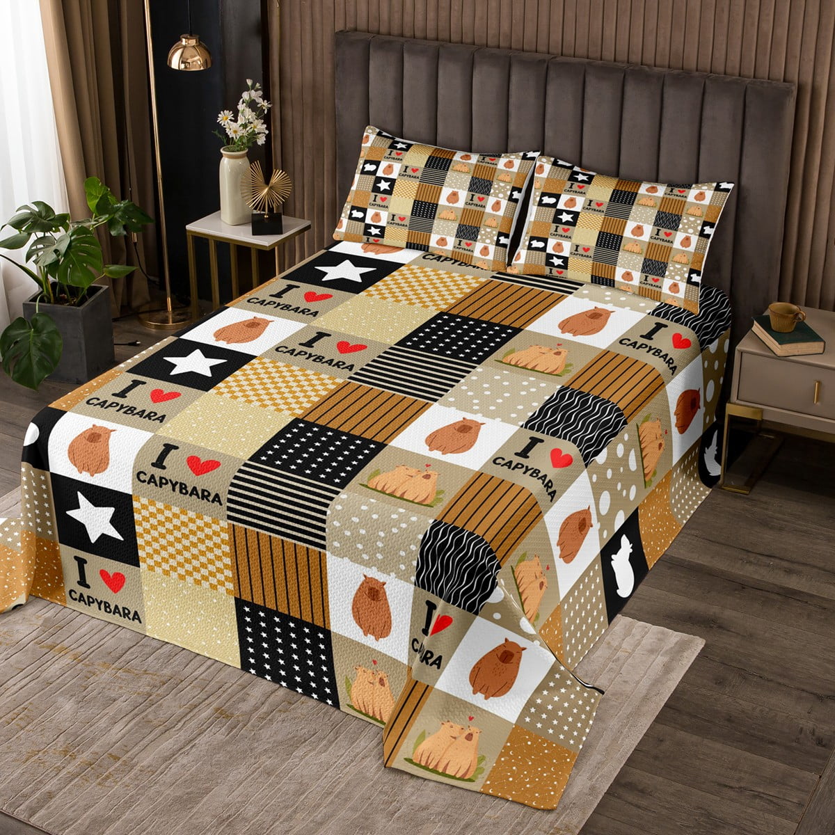 YST Capybara Queen Quilt Set Gifts for Capybara Lovers, Cute Funny ...