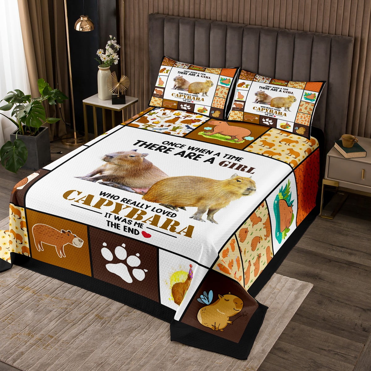 Capybara Quilt Set Gifts for Capybara Lovers, Cute Rodent Animals ...