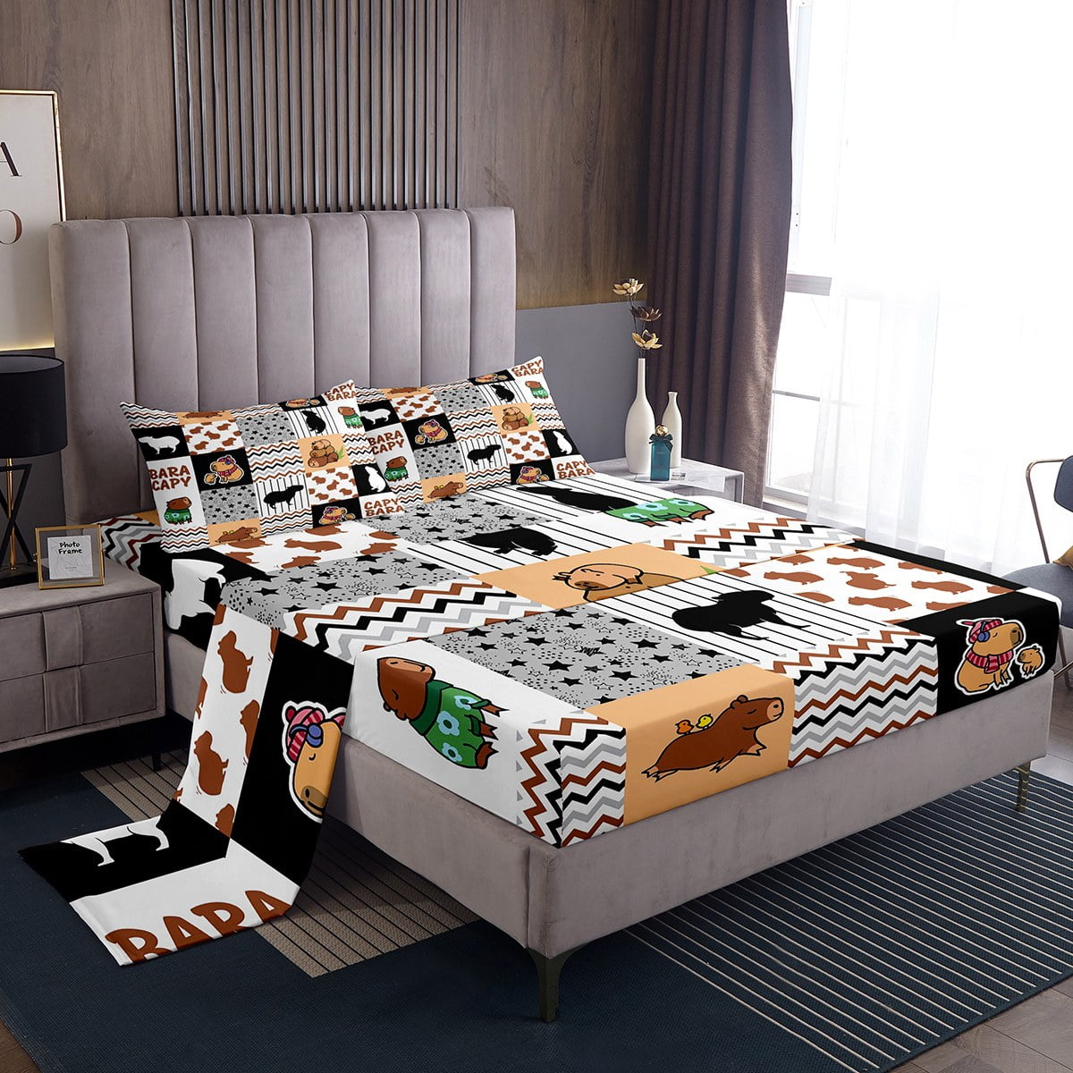 YST Capybara Sheet Set Funny Rodent Animal Pattern Sheets, Hand Drawn ...