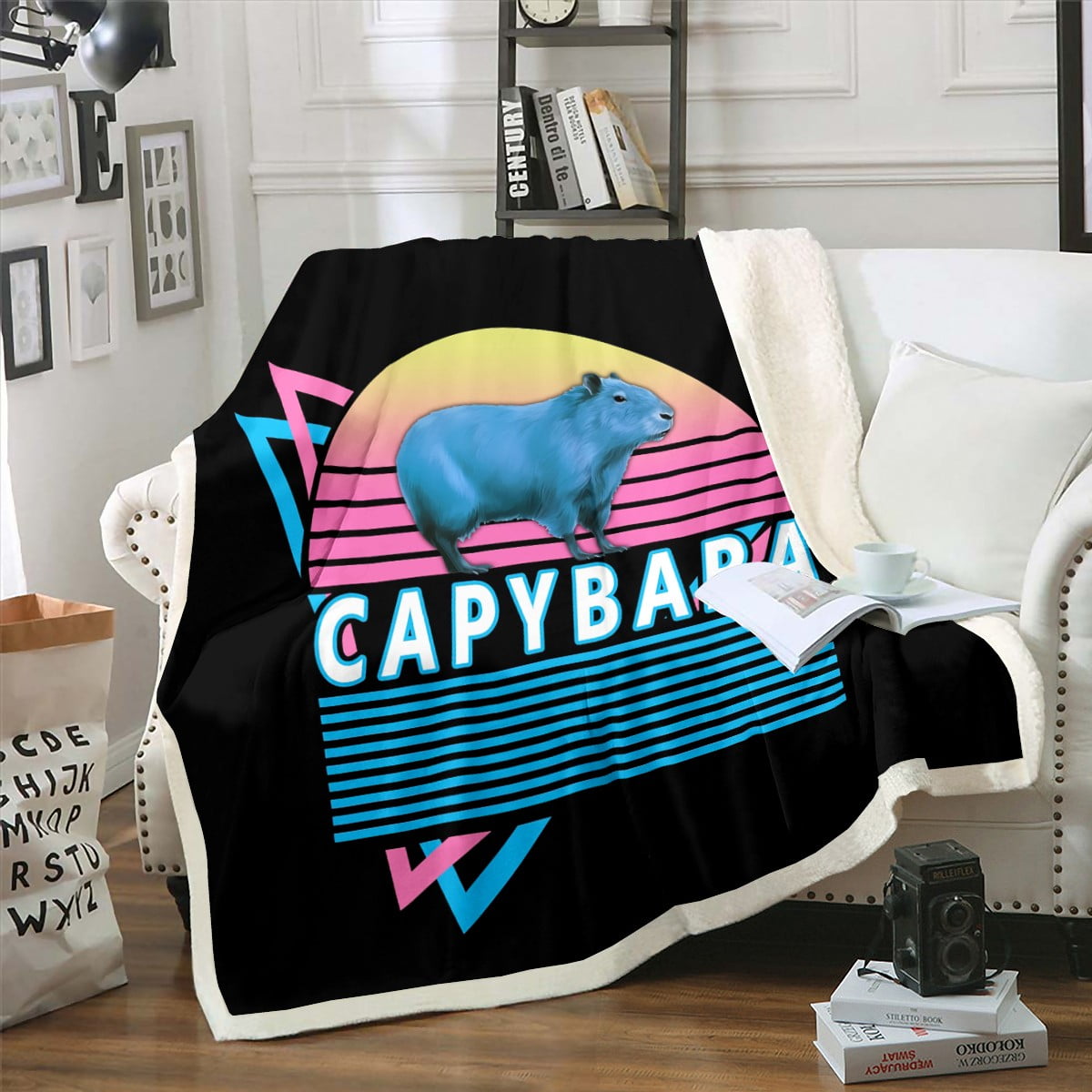 YST Capybara Throw Blanket Rainbow Animal Print Twin Fleece Blanket for ...