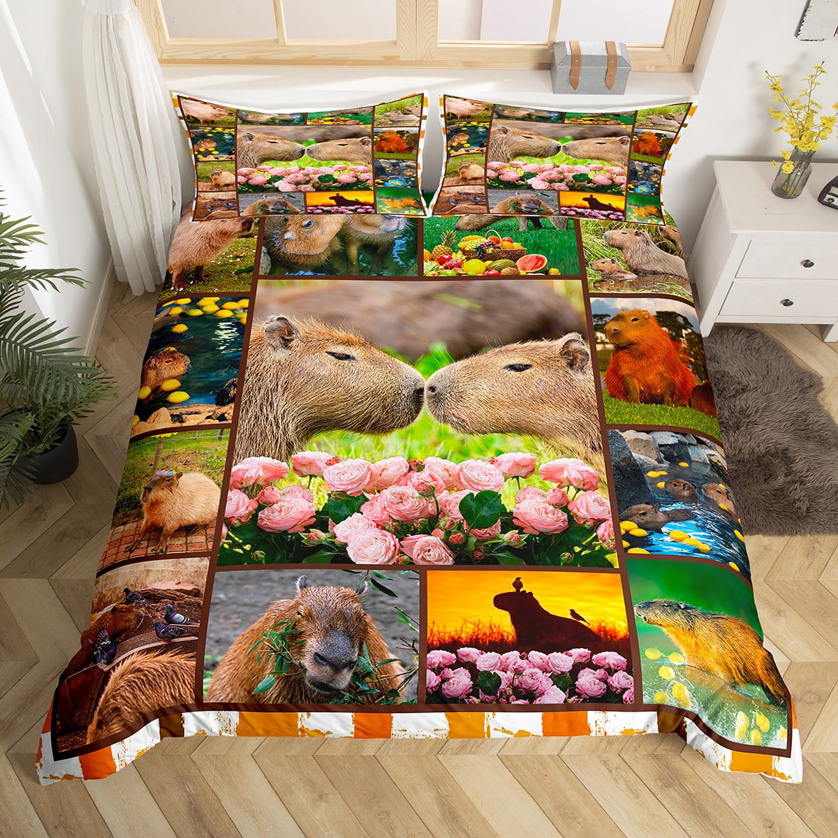 YST Capybara Twin Comforter Cover Funny Rodent Animal Kids Cute Animal ...