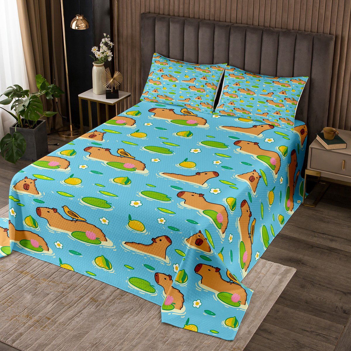 Capybara Twin Quilt Set Capybara Lovers Bedspread ,Funny Rodent Animal ...