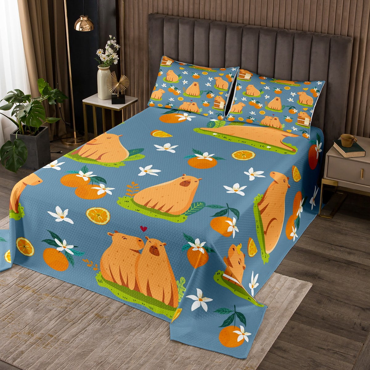 YST Capybaras Queen Quilt Set for Capybara Lovers, Cute Wild Rodent ...