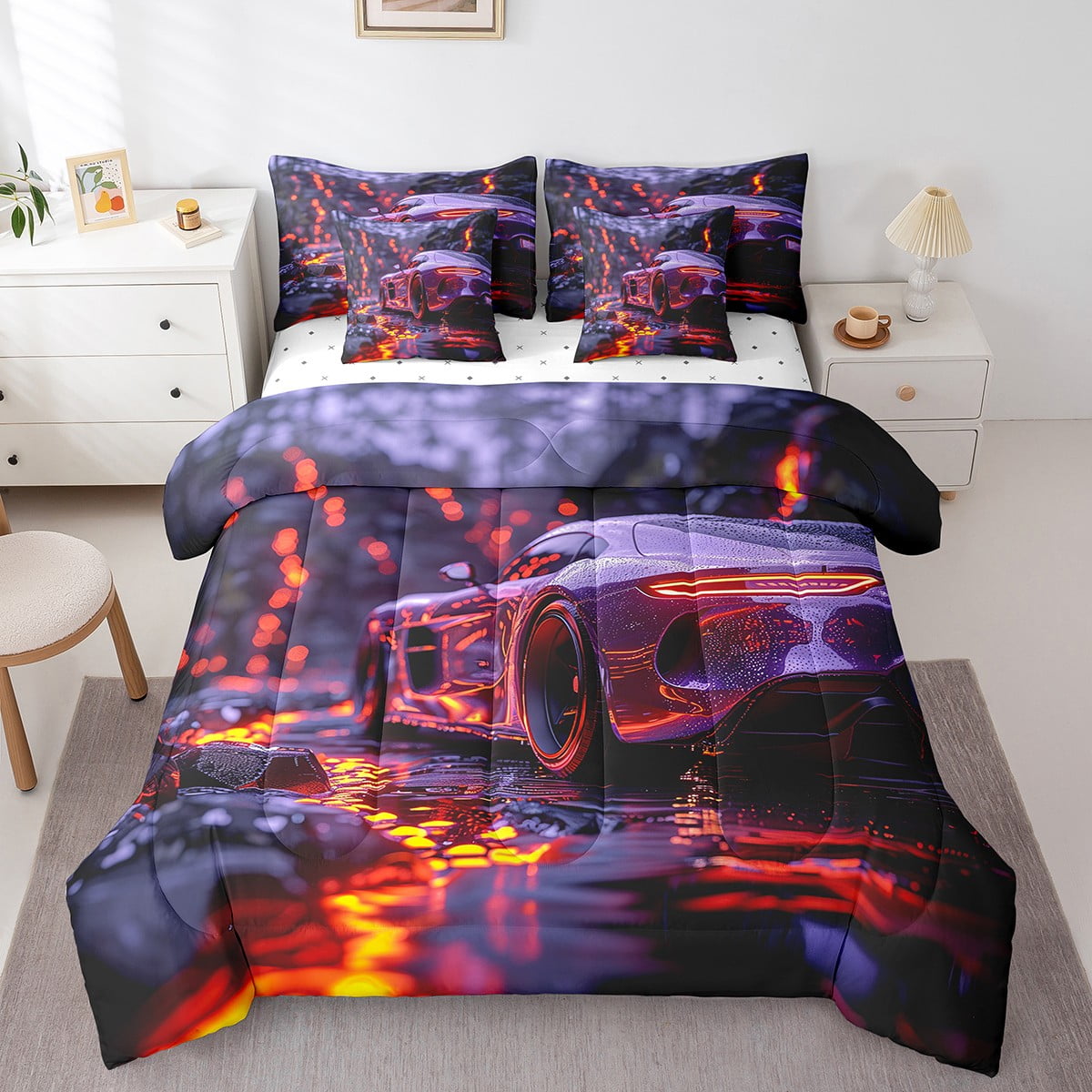Erosebridal Car Twin Comforter Set 7-Piece Race Car Bed Set,Speed ...