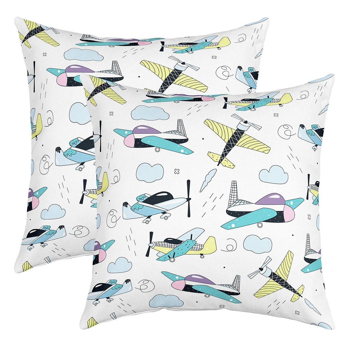 YST Cartoon Airplane Throw Pillow Covers 22x22 Inch Pack of 2,Flying ...