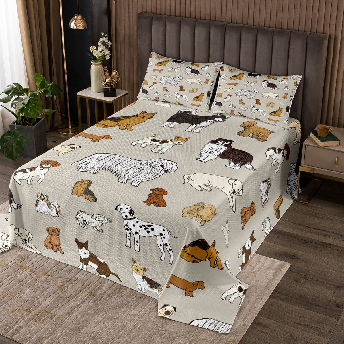 YST Cartoon Animal Bedspread King Size Dachshund Corgi Quilt Set, Cute ...