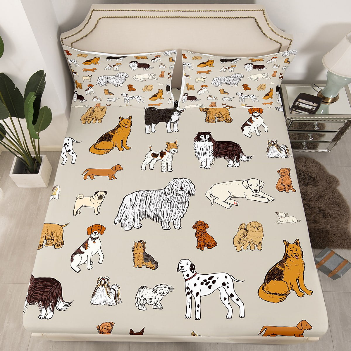 YST Cartoon Animal Twin Sheets Dachshund Corgi Bed Sheets, Cute Dog ...
