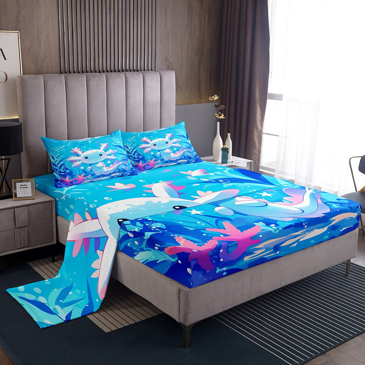 YST Cartoon Axolotl Sheets For Kids Bedroom Decor,Cute Salamander ...