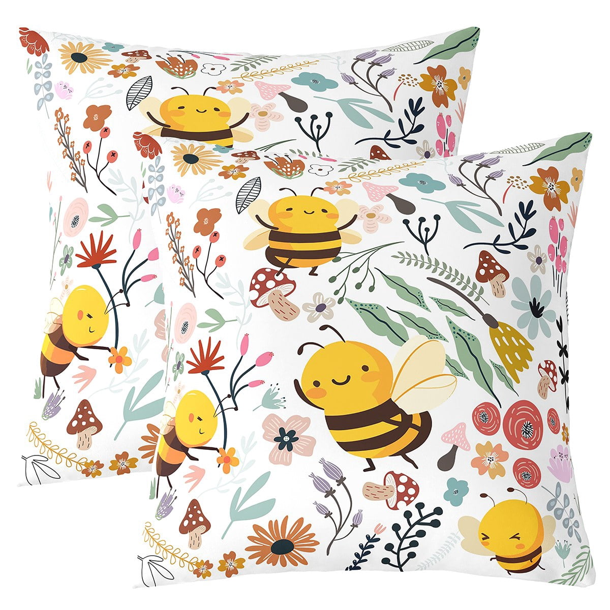 YST Cartoon Bee Throw Pillow Covers Pack of 2 for Kids,Cute Animal ...