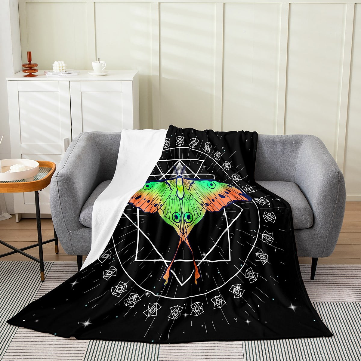 Cartoon Butterfly Fleece Blanket Microfiber,Boho Moth Blanket For Adult ...