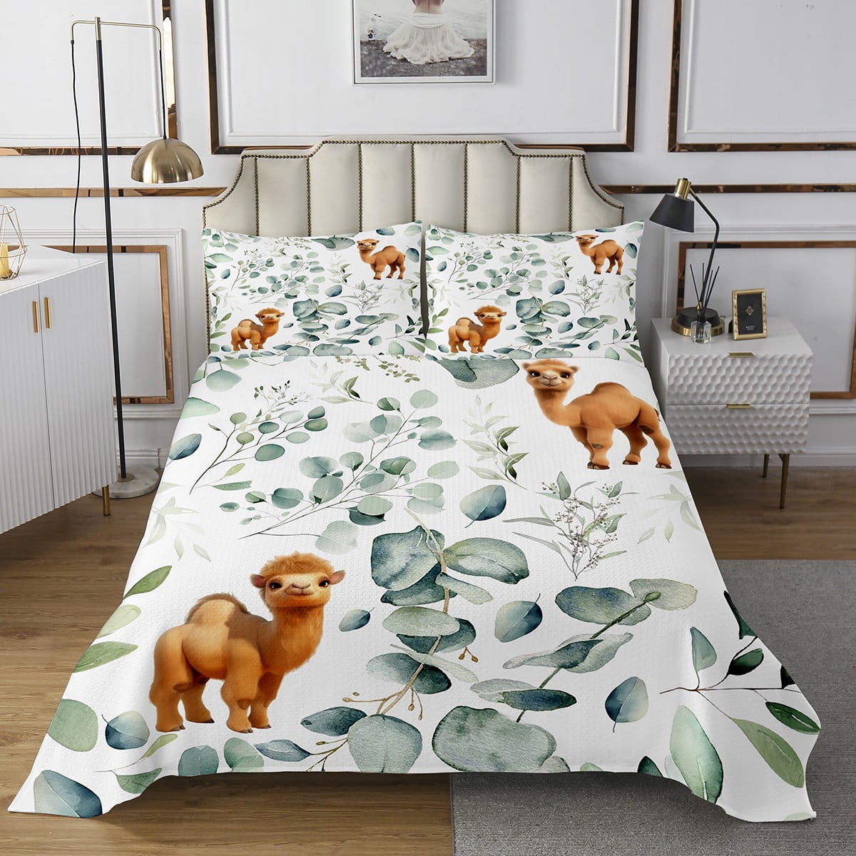 Cartoon Camel Coverlet Queen Size Desert Wildlife Bedspread Set, Spring ...