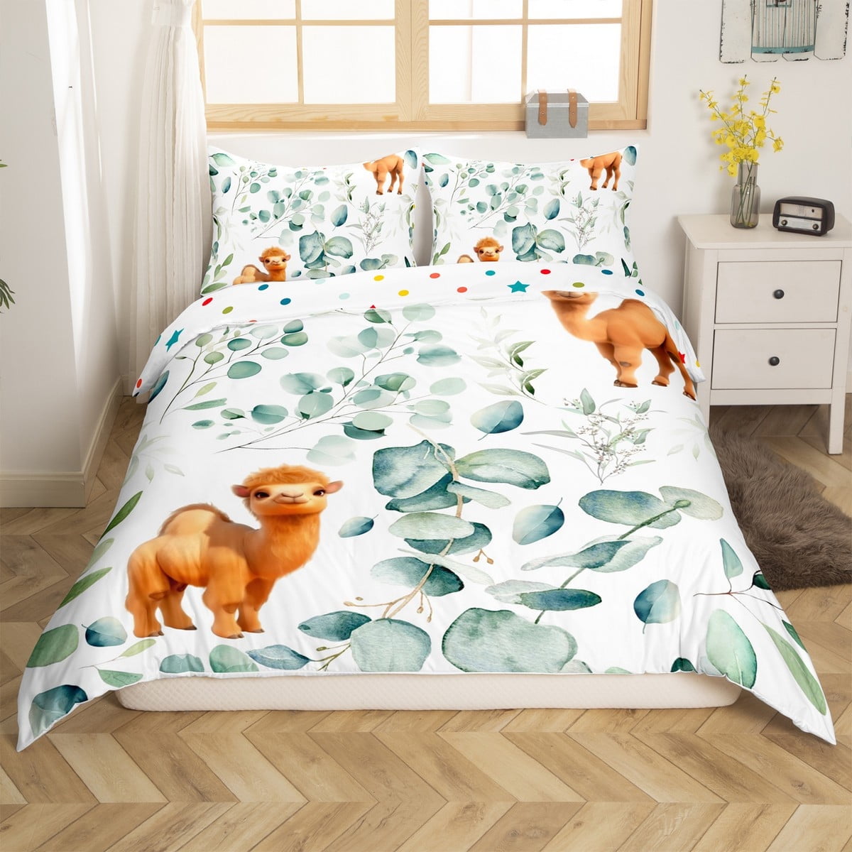 Cartoon Camel Duvet Cover Queen Size Desert Wildlife Bedding Set ...