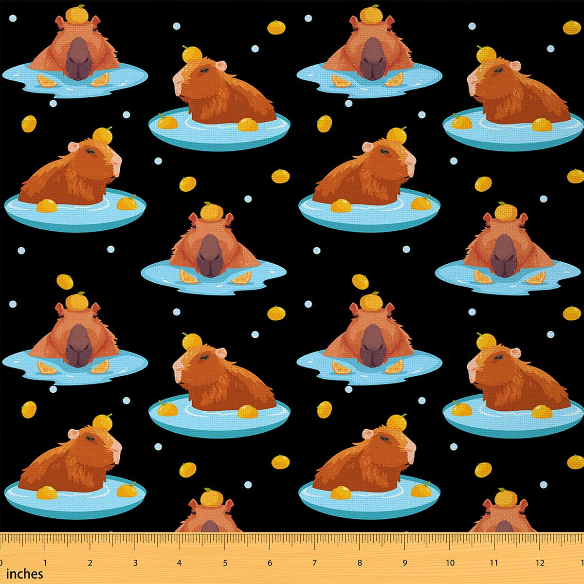 YST Cartoon Capybara Fabric By The Yard for Kids Man Woman,Yellow Lemon ...