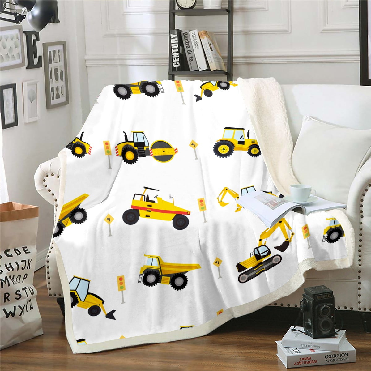 Cartoon Car Blanket Queen 90x90 inch,Construction Vehicles Throw ...