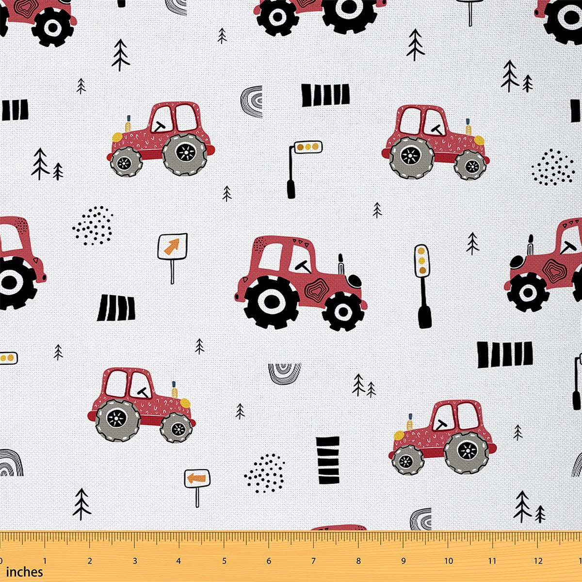 YST Cartoon Car Fabric by the Yard,Boys Off-Road Vehicles Decorative ...