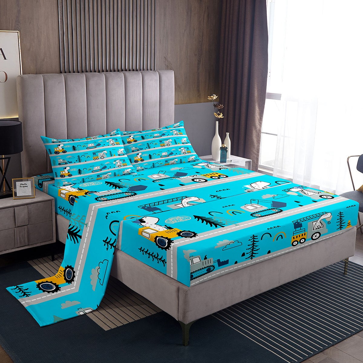 Erosebridal Cartoon Car Sheet Set Construction Sheets King, Cute ...
