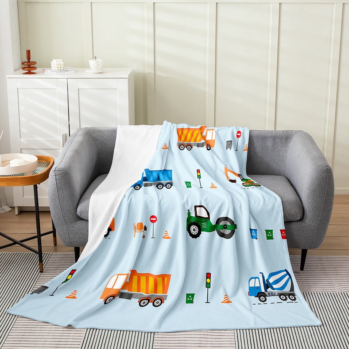 Cartoon Car Throw Blanket 30x40 inch Truck Fleece Blanket Construction ...