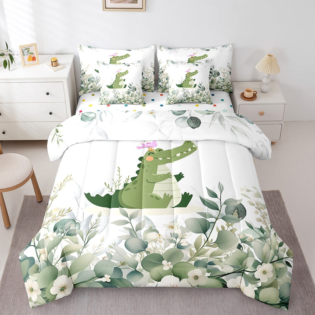 Erosebridal Cartoon Crocodile Bed in a Bag 7-Piece Woodland Wildlife ...