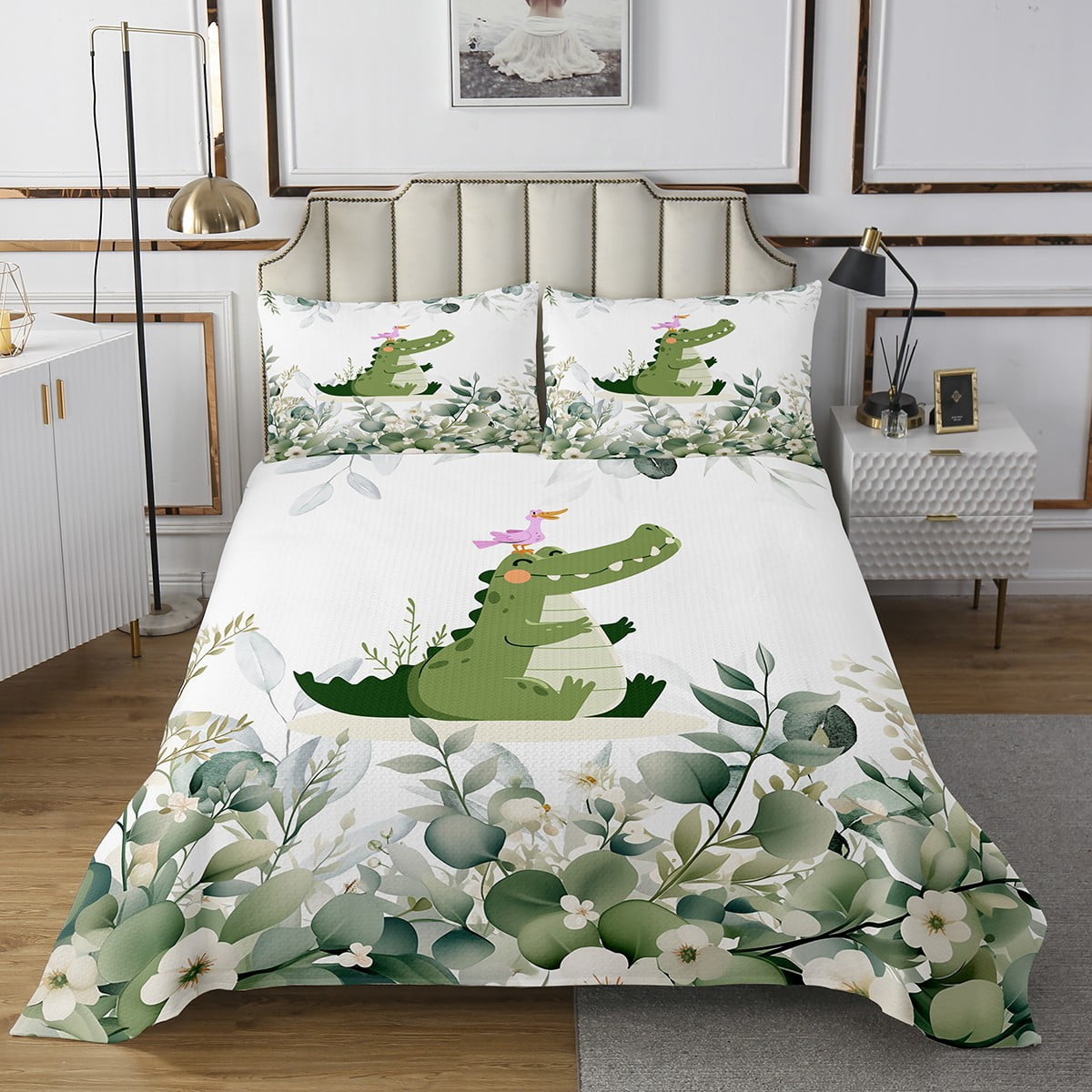 YST Cartoon Crocodile Twin Bedspread Set Toddler Woodland Wildlife ...