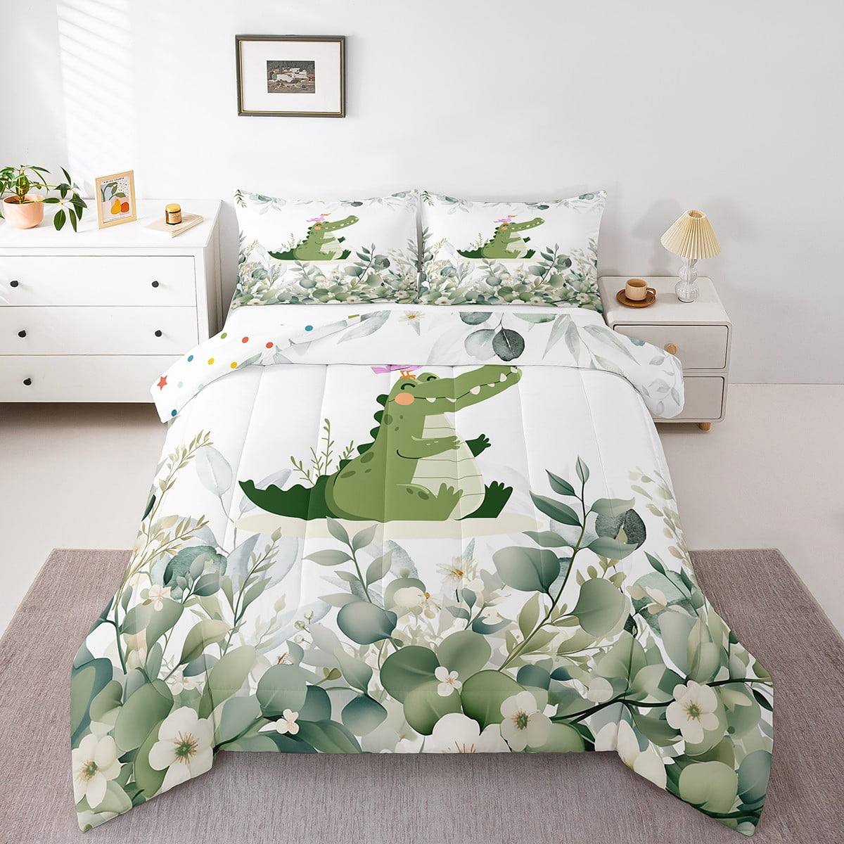 Erosebridal Cartoon Crocodile Twin Comforter Set Woodland Wildlife ...