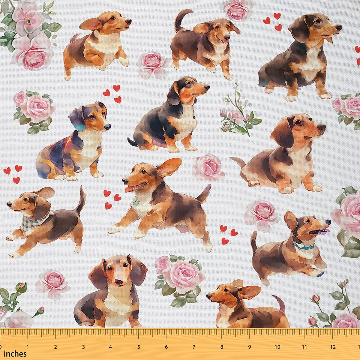 YST Cartoon Dachshund Fabric by The Yard for Kids Upholstery Fabric for ...