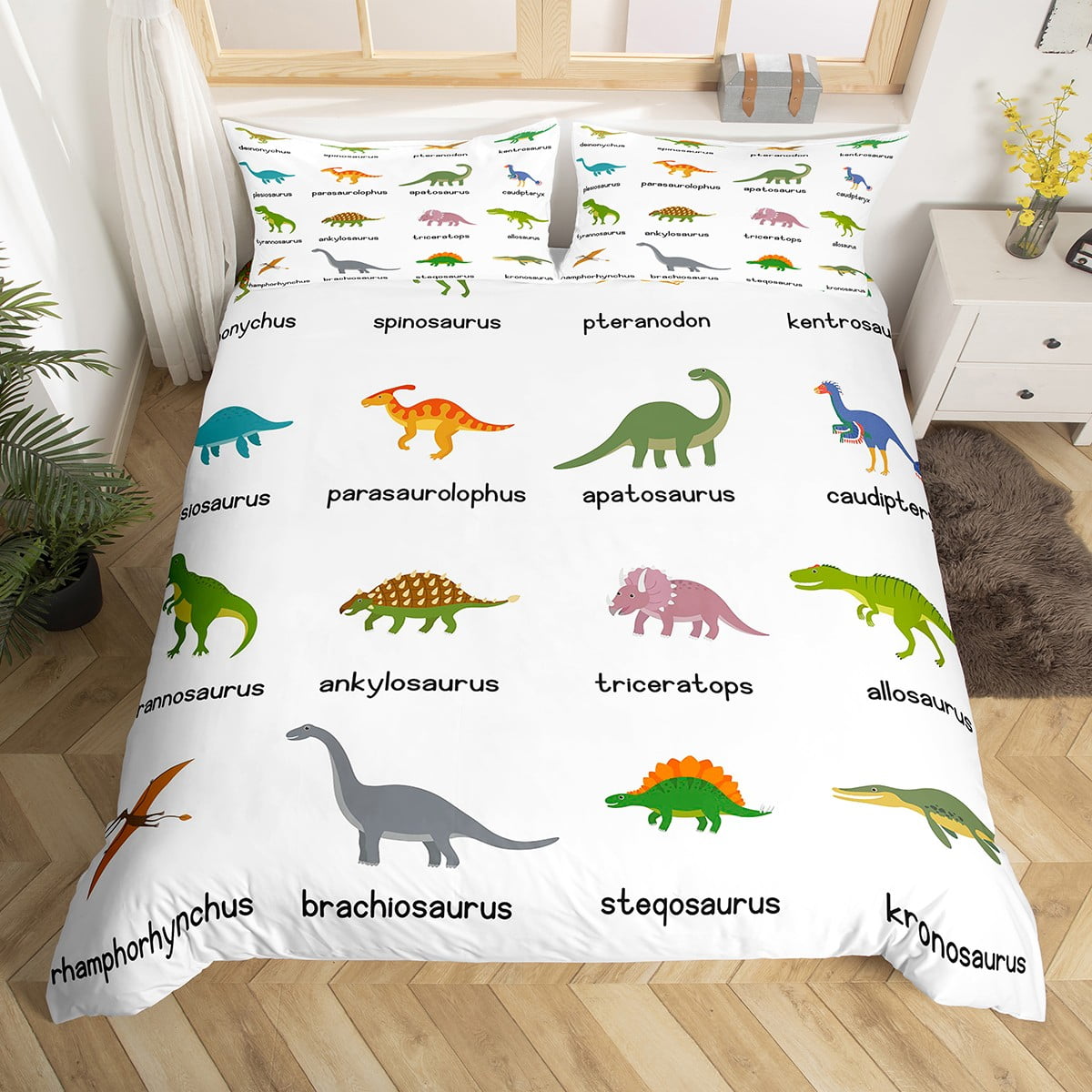 YST Cartoon Dinos Duvet Cover King Size Dinosaur Bedding Sets for Boys ...